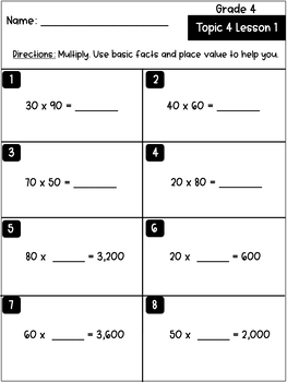 Math Grade 4 Topic 4 Worksheets (Envision Inspired/Compatible ...