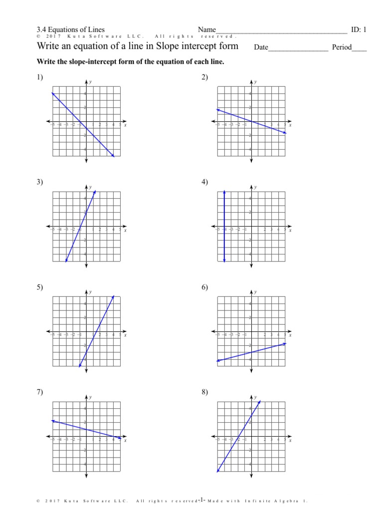 Free equations of a line worksheet, Download Free equations of a line ...