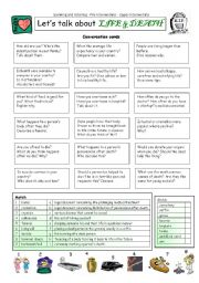 Let´s talk about LIFE and DEATH - ESL worksheet by PhilipR - Worksheets Library