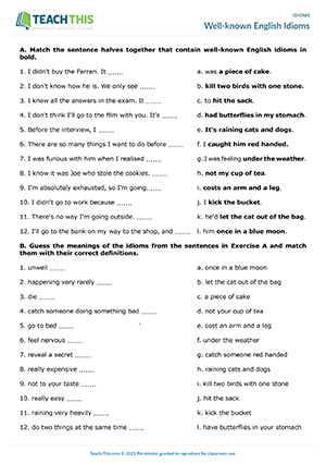 Idioms ESL Games Activities Worksheets - Worksheets Library