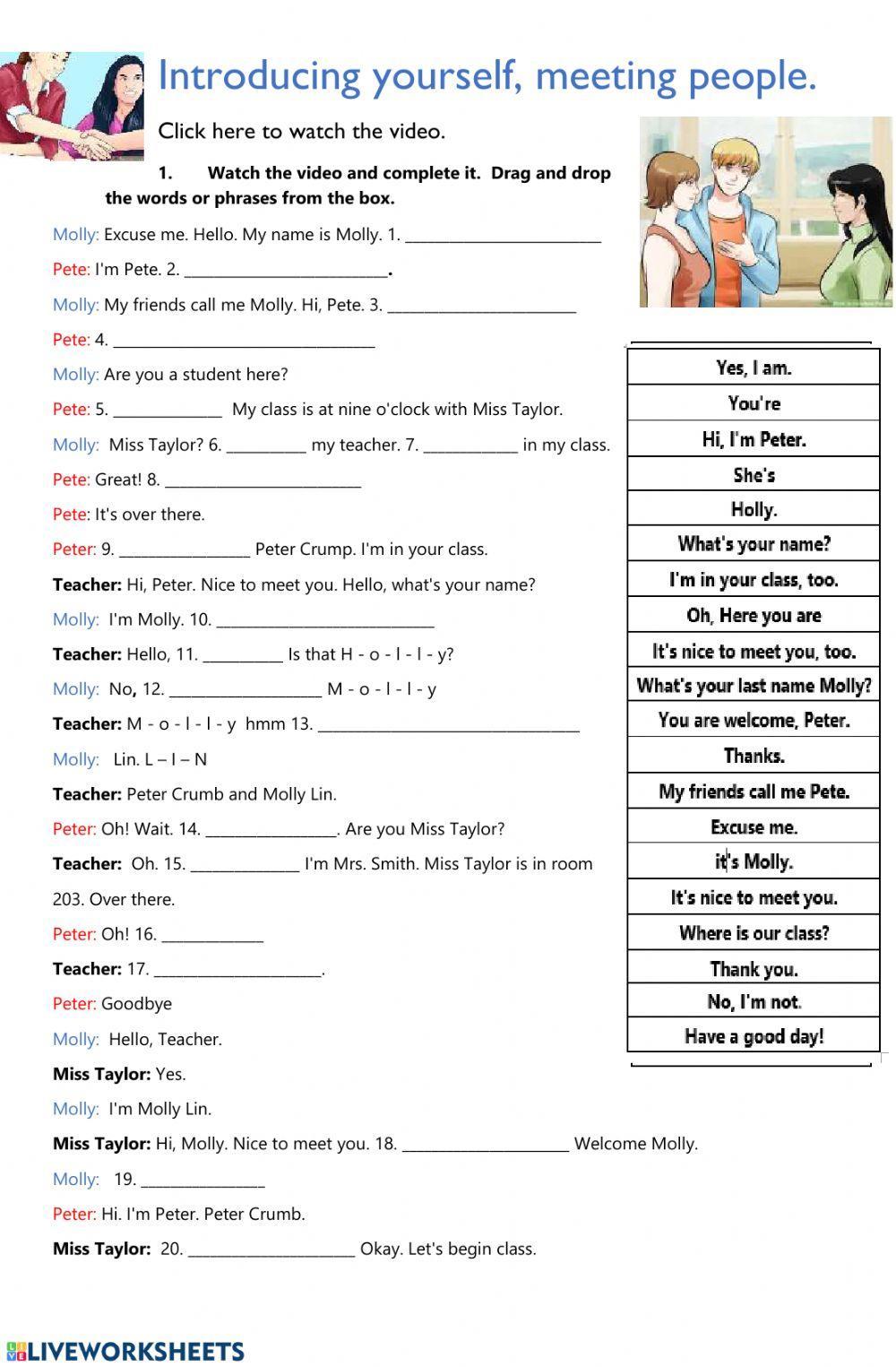 Introducing yourself worksheet | Live Worksheets - Worksheets Library