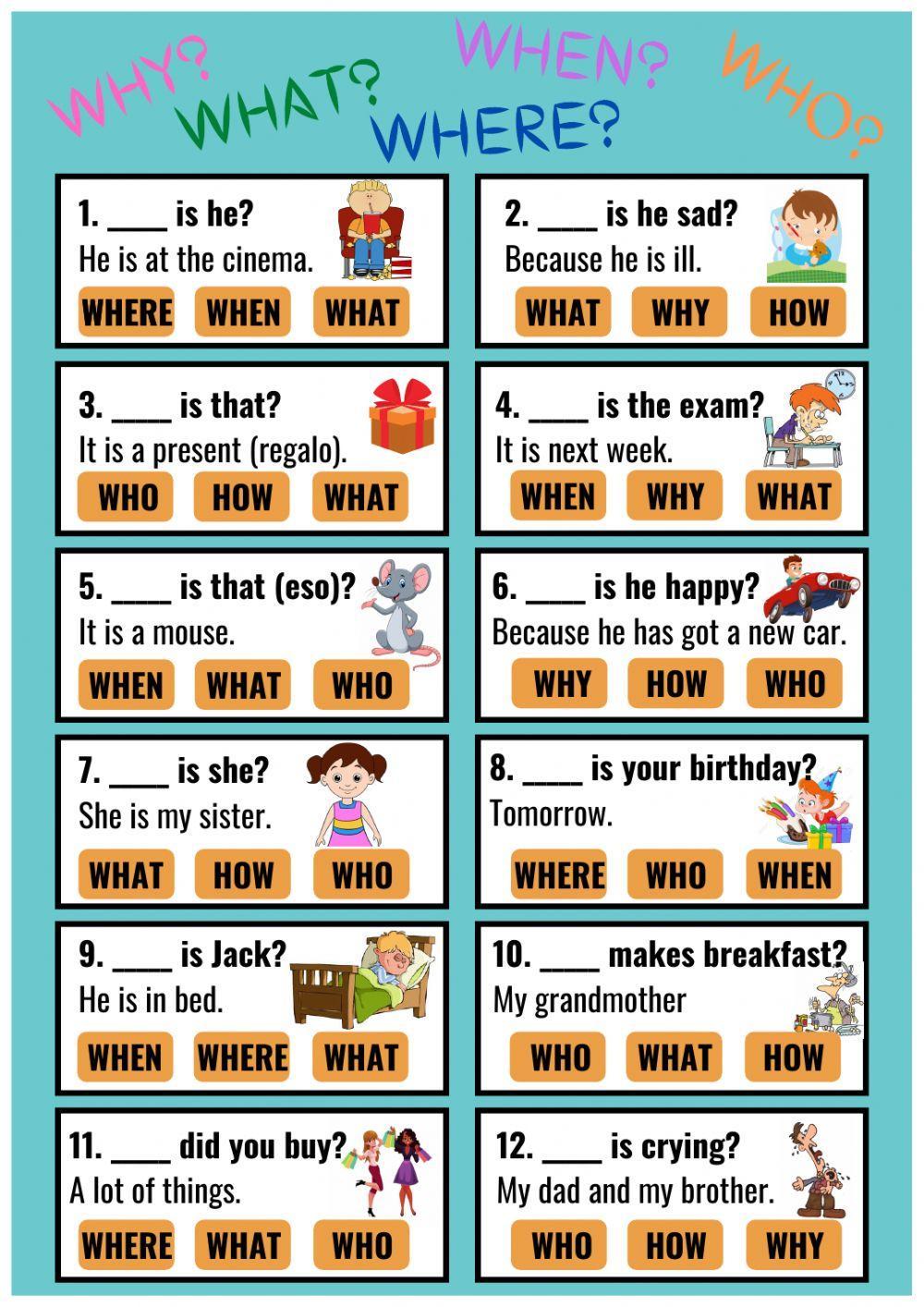 Wh questions online exercise for 7TH | Live Worksheets - Worksheets Library