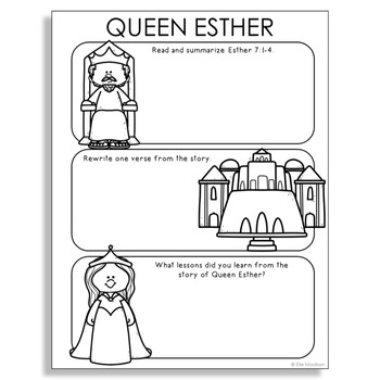 QUEEN ESTHER Bible Story Activity | Old Testament Worksheet Lesson ...