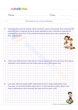 Estimate Sums Word Problems Worksheet - Worksheets Library