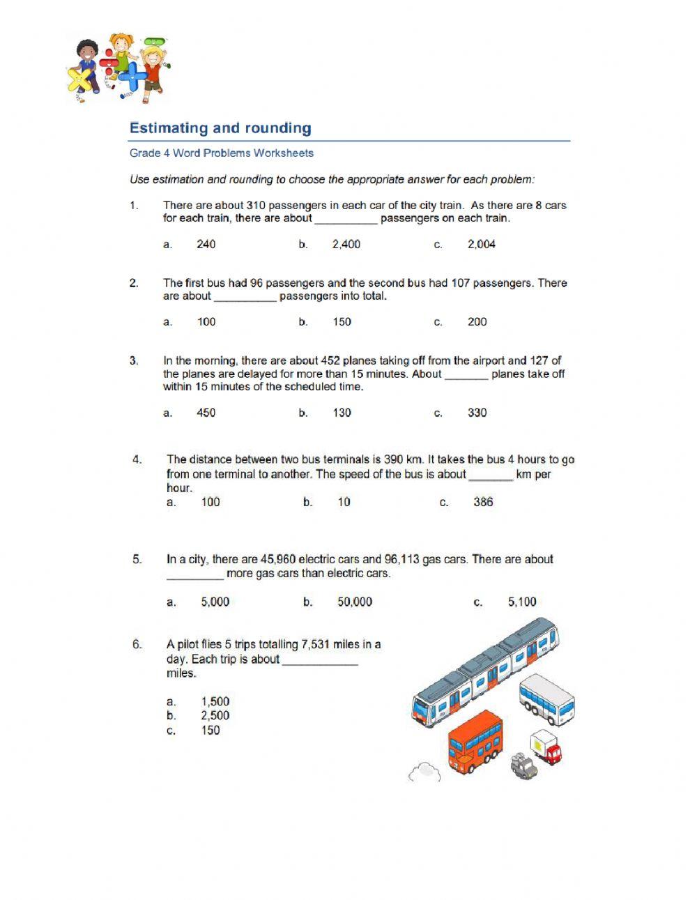 Estimating and Rounding Word Problem worksheet | Live Worksheets ...