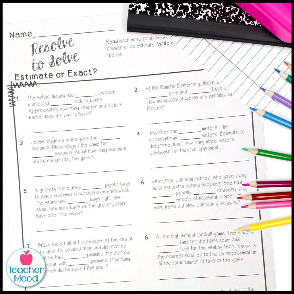 Word Problem Woes with Estimation - TeacherMood - Worksheets Library