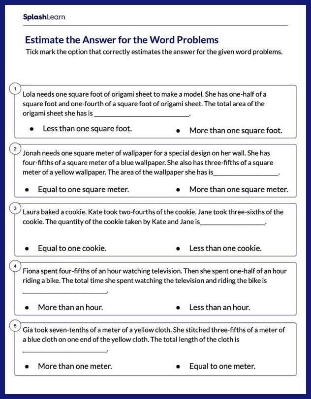 Free estimation word problem worksheet, Download Free estimation word ...