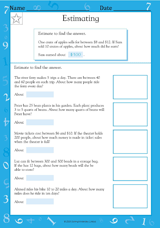 Word Problems: Estimating Worksheet (Grade 3) - TeacherVision ...