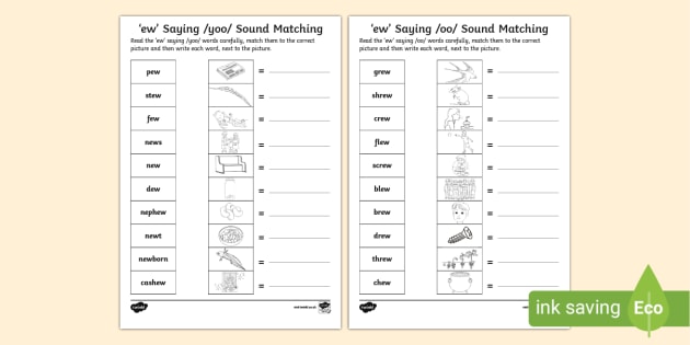ew Sound Matching Activity Sheet (teacher made) - Twinkl - Worksheets Library