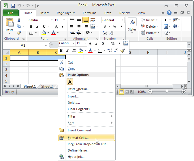 MS Excel 2010: Merge cells - Worksheets Library