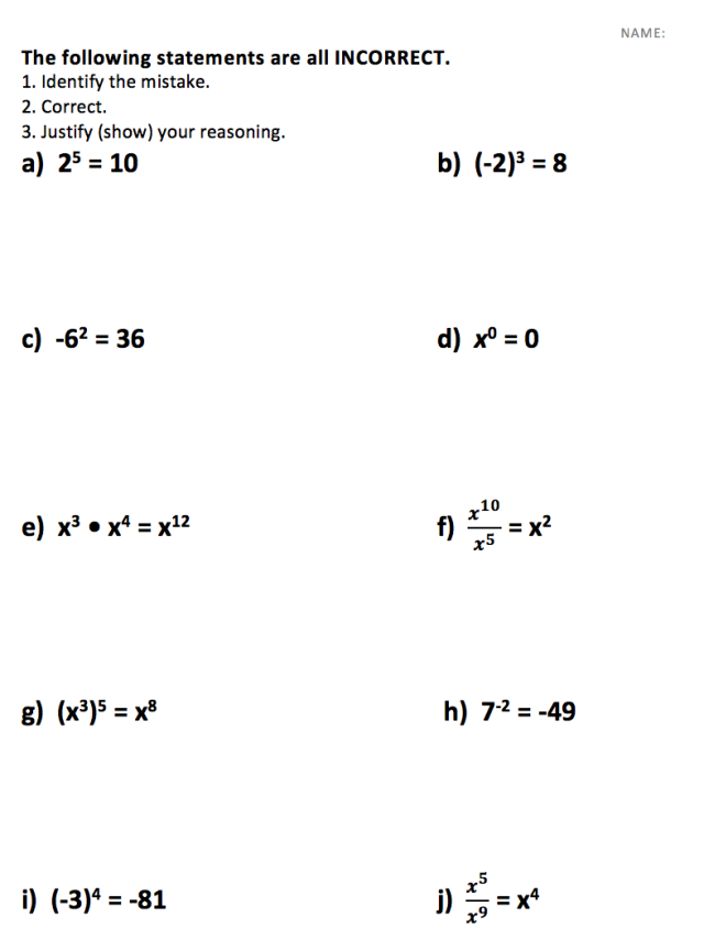 8th Grade Unit 6: Exponents (Part 1 – Exponent Properties) | Count ...