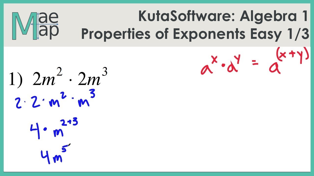 KutaSoftware: Algebra 1- Properties Of Exponents Easy Part 1 ...
