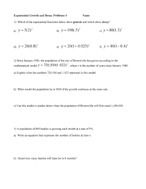 Free exponential growth and decay word problems worksheet pdf, Download ...
