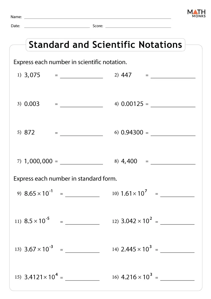 Scientific Notation Worksheets Math Monks Worksheets Library