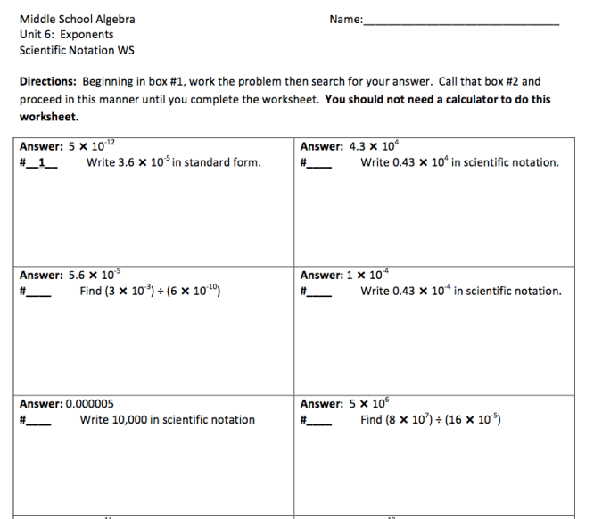 Free exponents and scientific notation review worksheet, Download Free ...