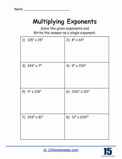 Exponent Multiplication Worksheets - 15 Worksheets.com - Worksheets Library