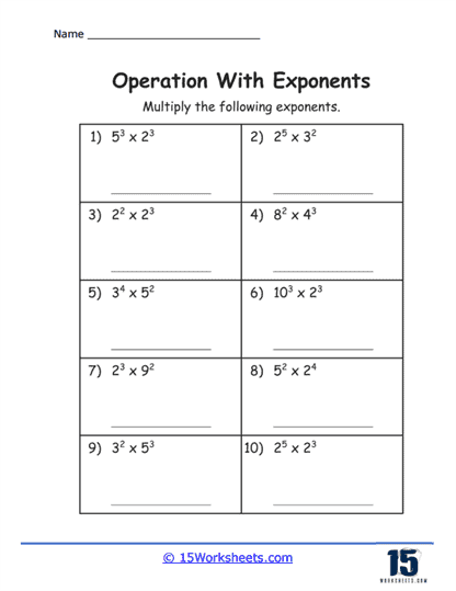 Operations With Exponents Worksheets 15 Worksheets Library