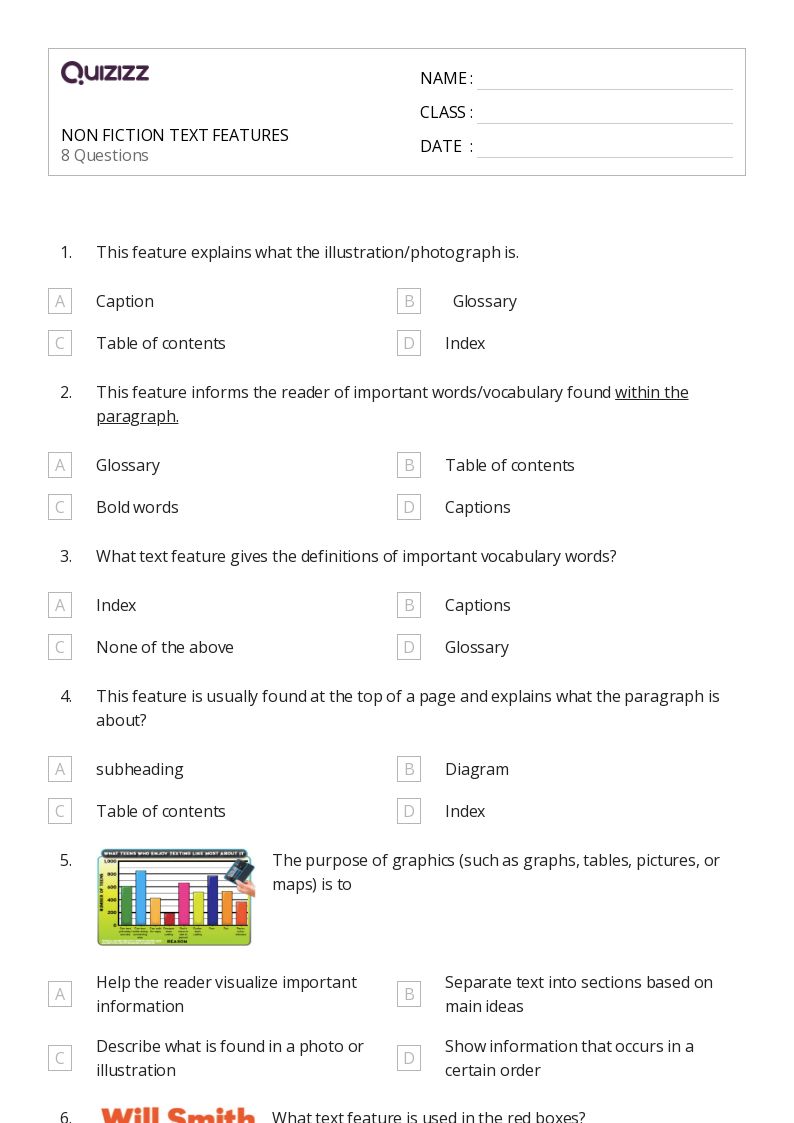 50+ Fiction Text Features worksheets for 8th Class on Quizizz ...