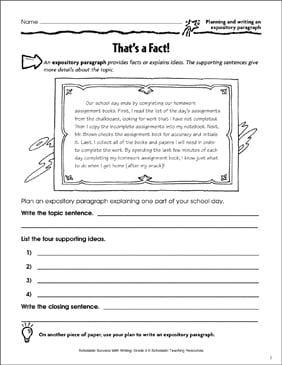 Thats a Fact! (Expository Paragraphs) | Printable Skills Sheets - Worksheets Library