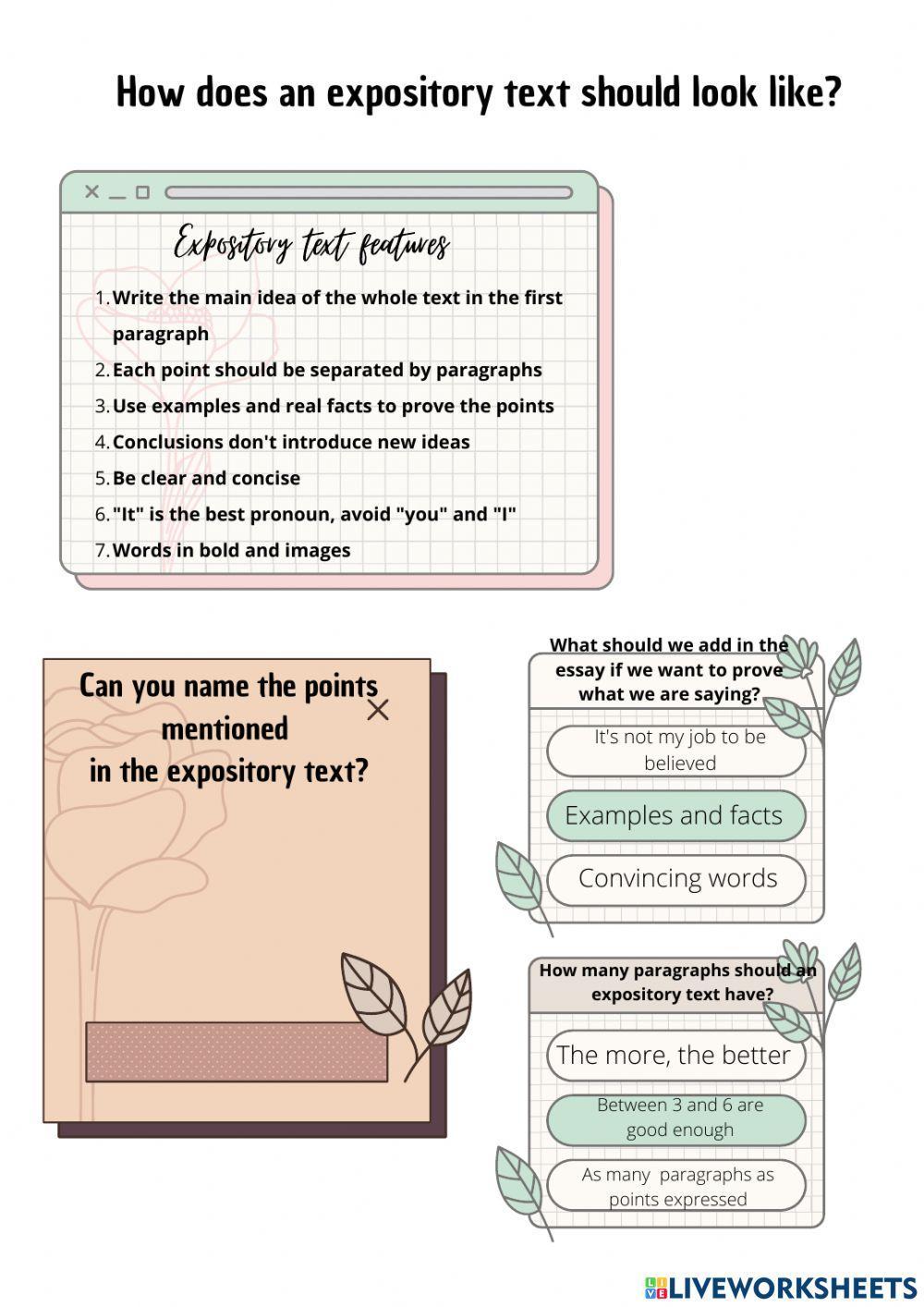 The expository text worksheet | Live Worksheets - Worksheets Library