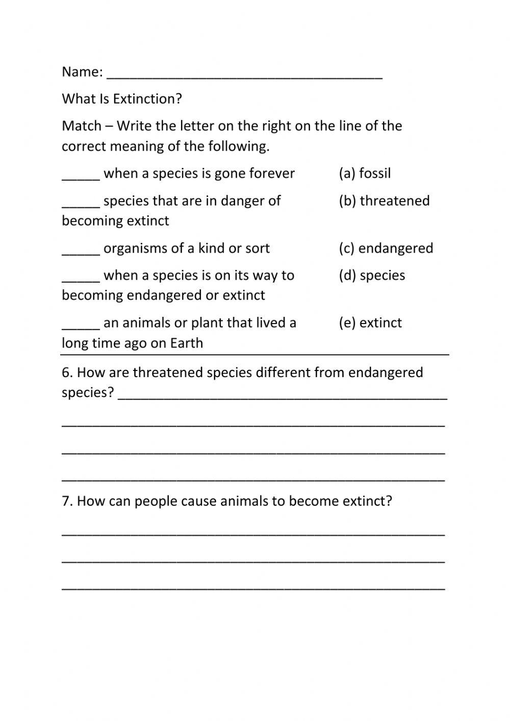Mass Extinction Word Search Puzzle Worksheet Activity PDF ...