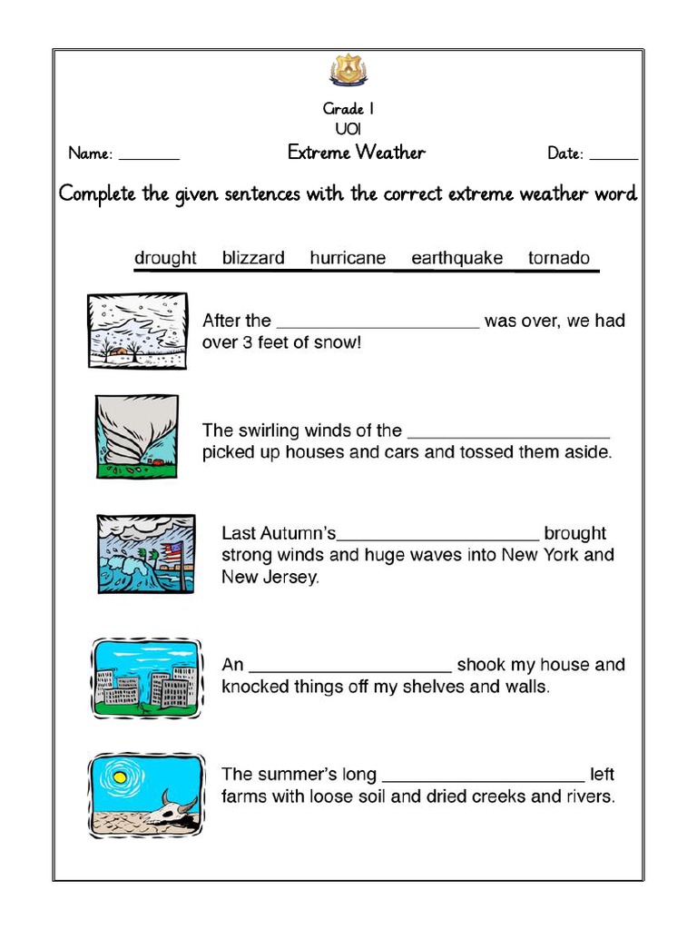 Worksheet Extreme Weather PYP1 PDF Worksheets Library Worksheet Extreme Weather PYP1 PDF Worksheets Library