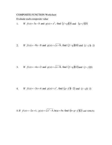 Solved Composition of Functions Worksheet Let f(x) = 2x - 1 ... - Worksheets Library