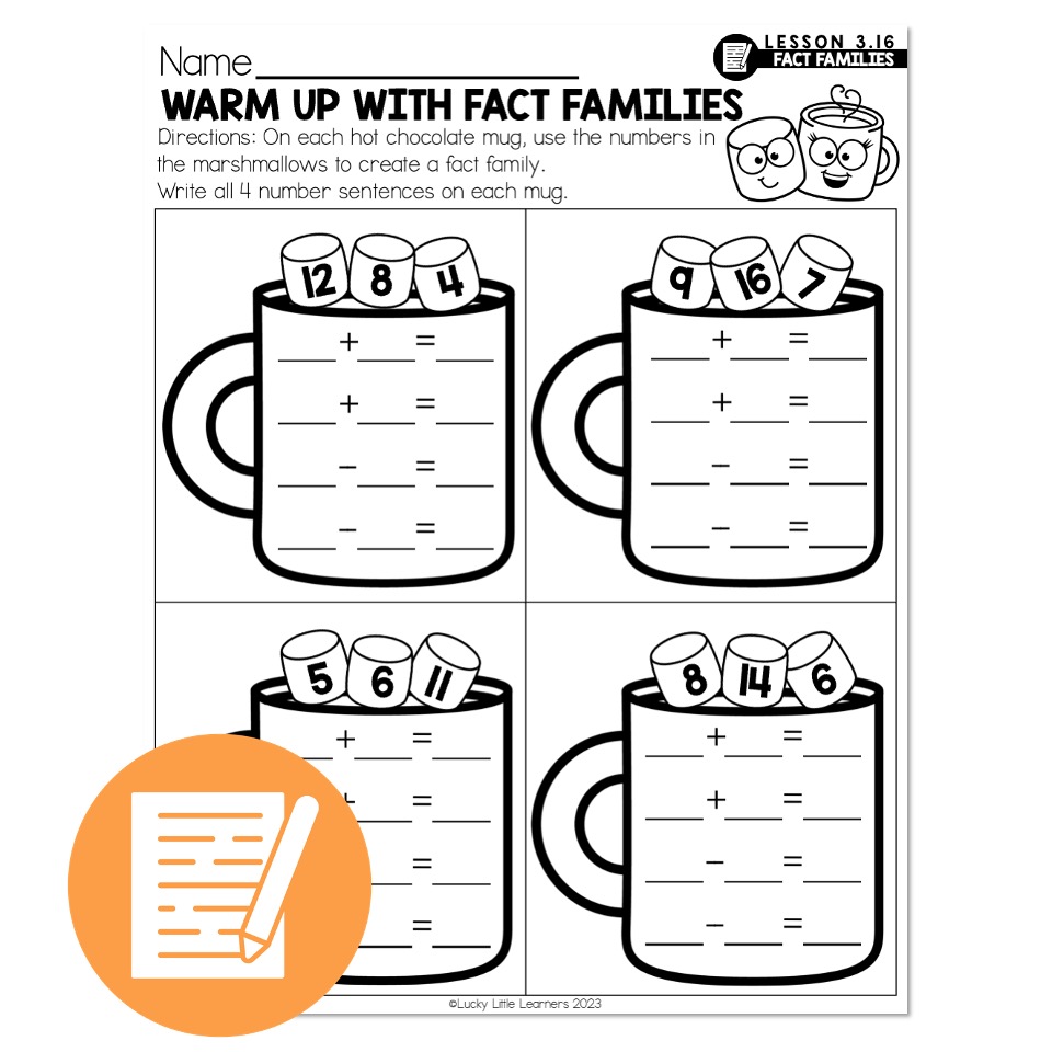 Lucky to Learn Math - 1st Grade - Lesson 3.16 - Fact Families ...