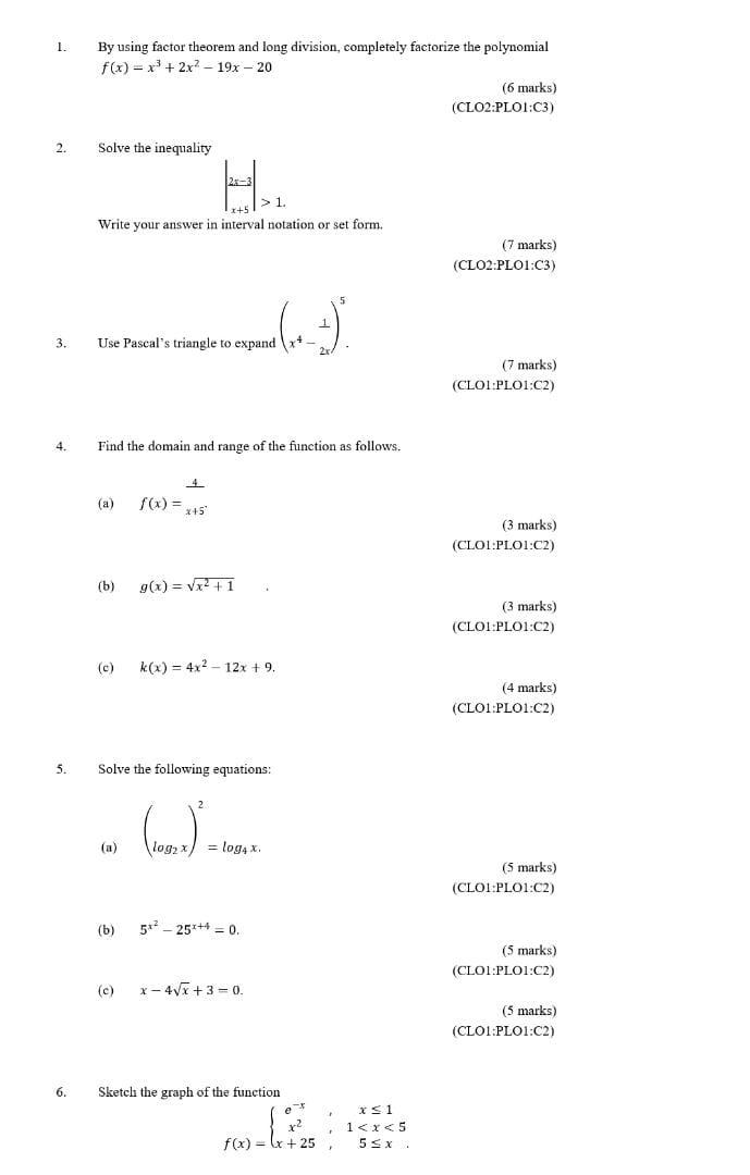 Solved 1 By Using Factor Theorem And Long Division 6685