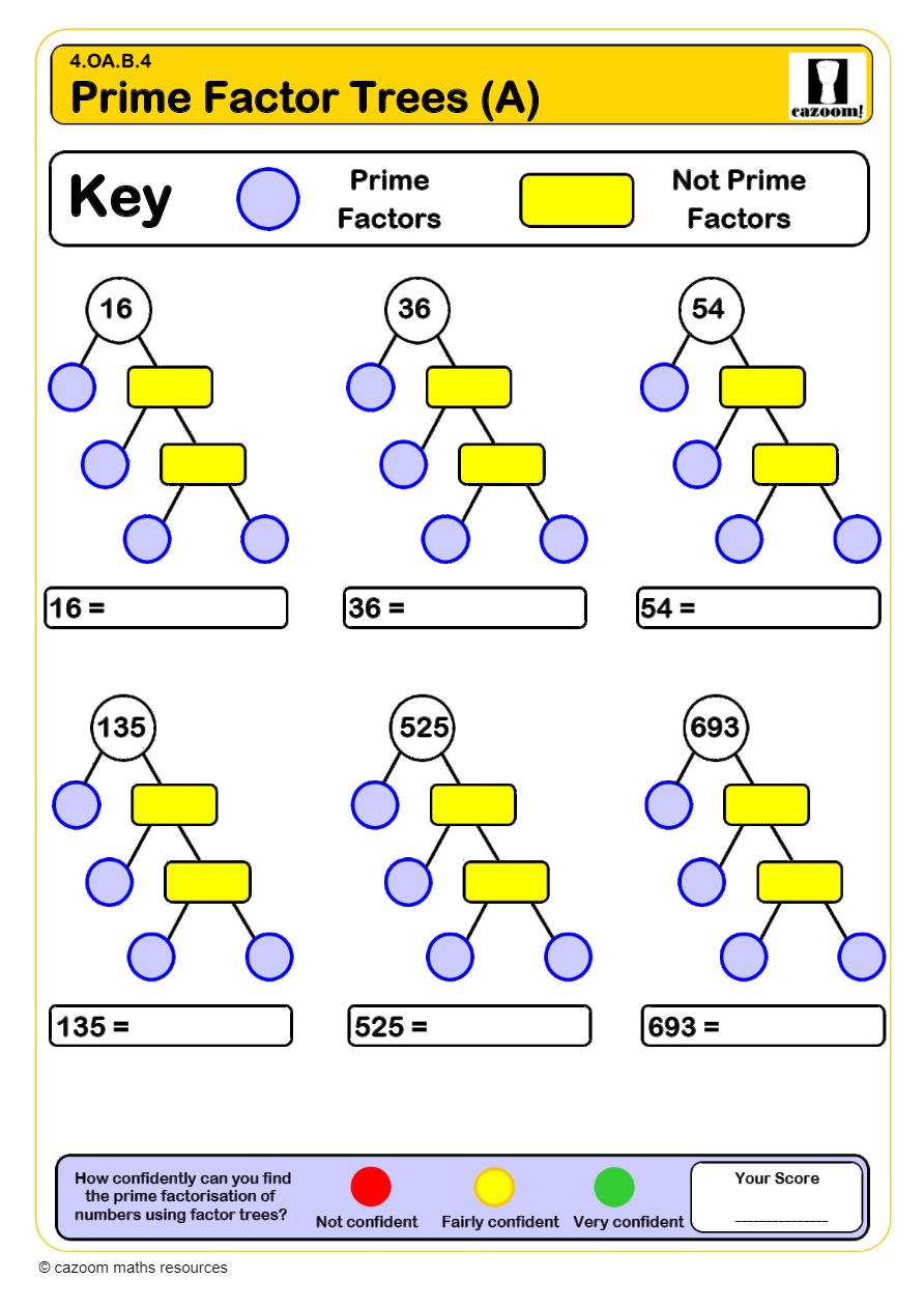 Factor Tree Worksheets 4th Grade Factors And Multiples Worksheet