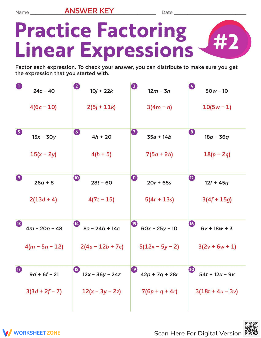 Free Factoring Linear Equations Worksheet Download Free Factoring