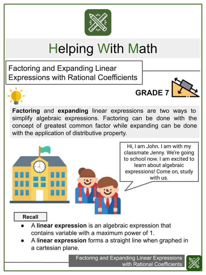 Factoring And Expanding Linear Expressions Helping With Math