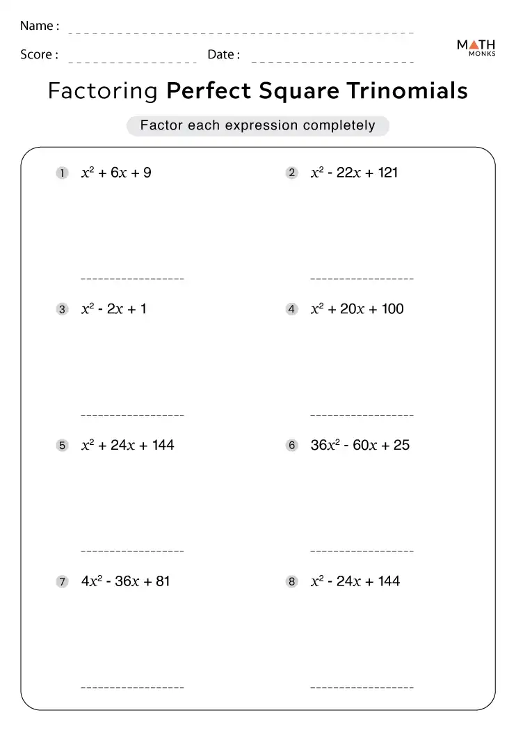 Factoring Trinomials Worksheets Math Monks Worksheets Library