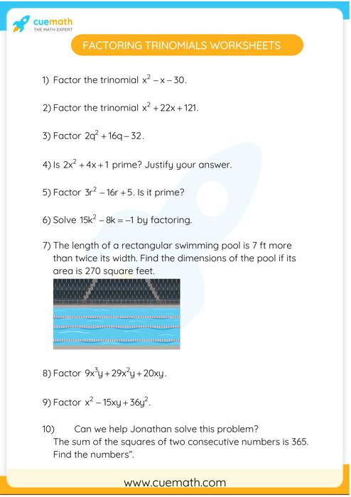 Trinomials Formula Examples Types Worksheets Library