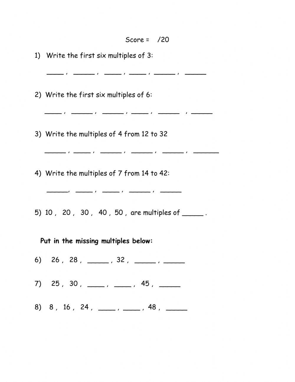 Multiples and Factors worksheet - Worksheets Library