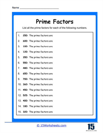 Prime Factorization Worksheets 15 Worksheets Library