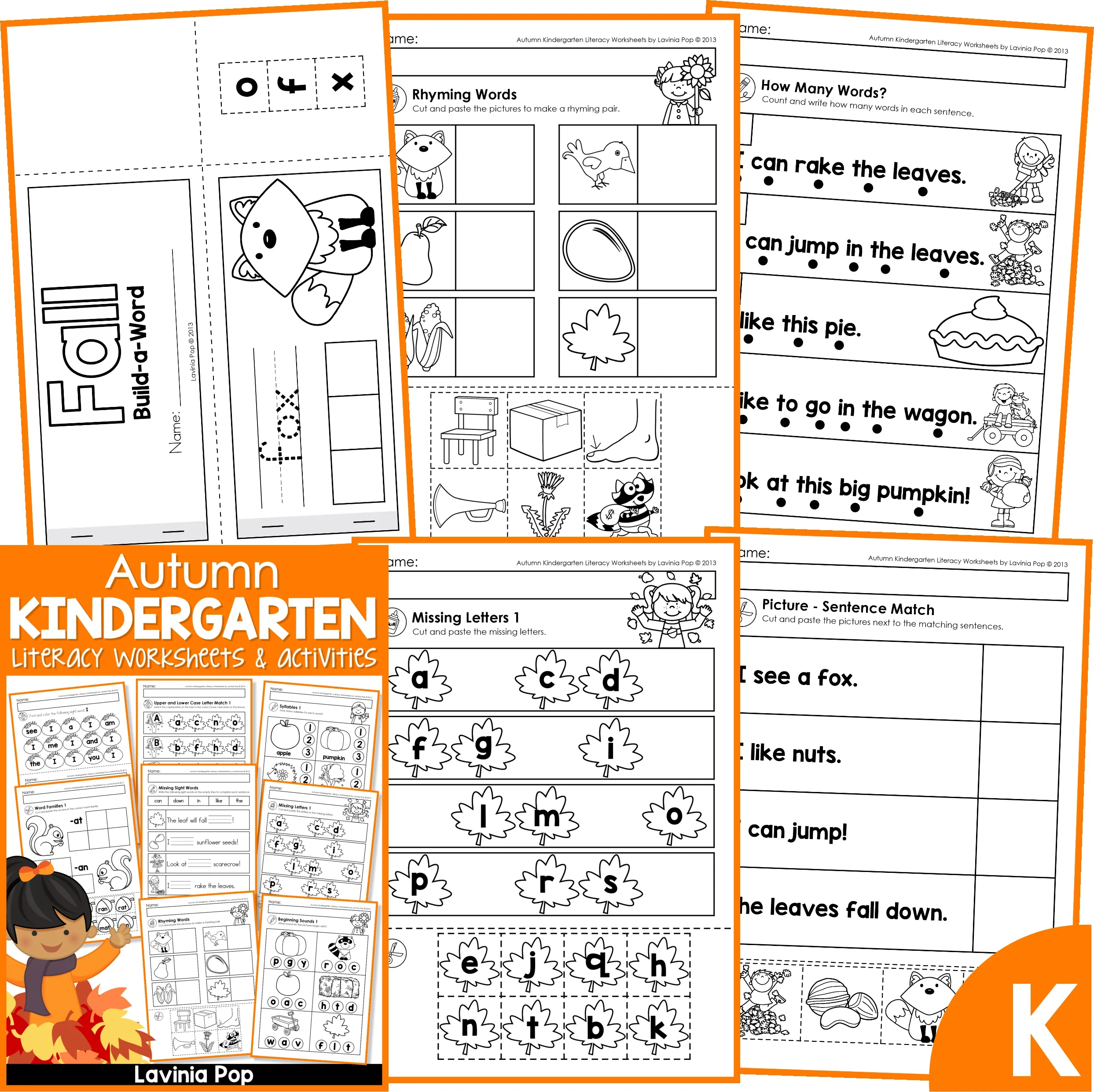 Autumn / Fall Kindergarten Literacy Worksheets and Activities No Prep ...