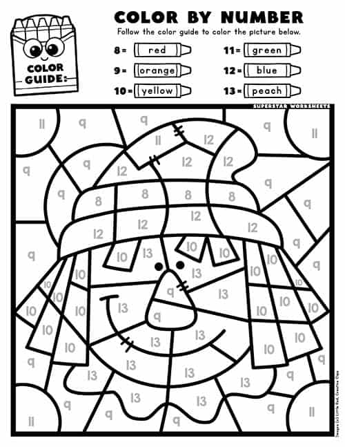 Color By Numbers: Fall Leaves - Worksheets Library