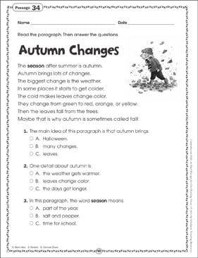 Autumn Reading Comprehension Worksheet PDF | PDF - Worksheets Library