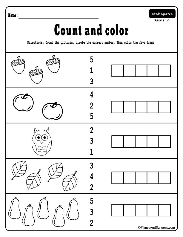 Fall Counting 1-10 Worksheets - FREE Printable For Kindergarten ...