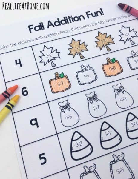 Free fall first grade addition worksheet, Download Free fall first ...