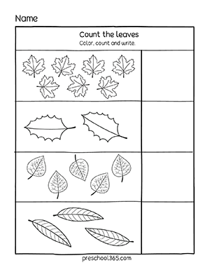 Preschool Autumn Leaves Activity printables - Worksheets Library