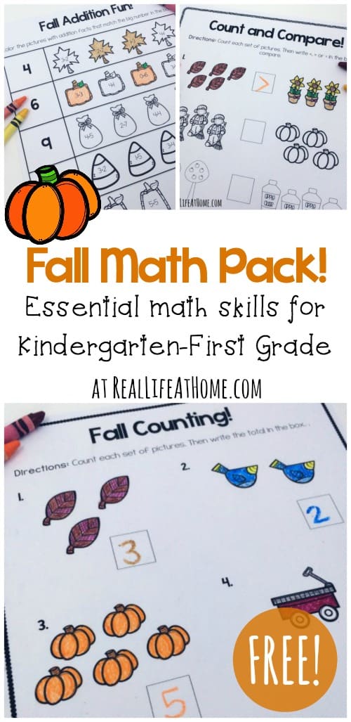 Fun Math Printables: Fall Worksheets for First Grade and Kindergarten ...