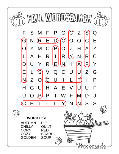 Autumn ESL Printable Word Search Puzzle Worksheet - Worksheets Library