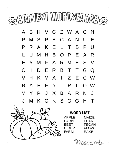 Free Printable Fall Word Search Puzzles for Kids - Worksheets Library