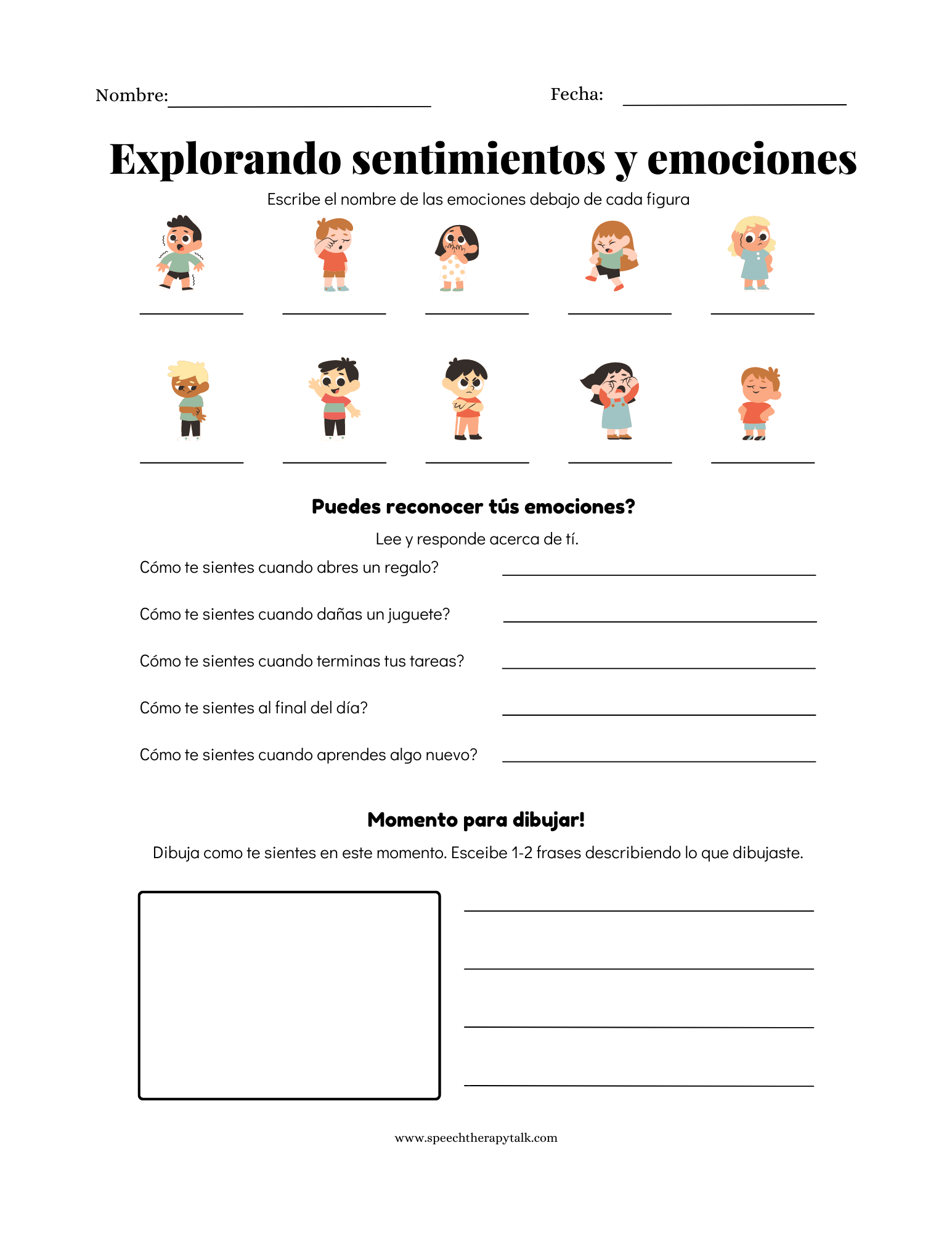 My Emotions Worksheet / Worksheet - Spanish (teacher made) - Worksheets ...