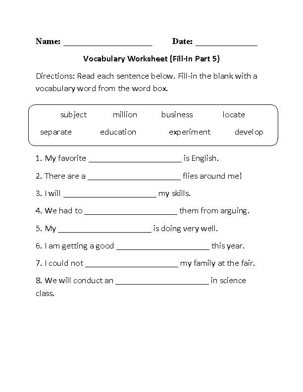 Fifth Grade Vocabulary Worksheets and Activities | ClassWeekly ...