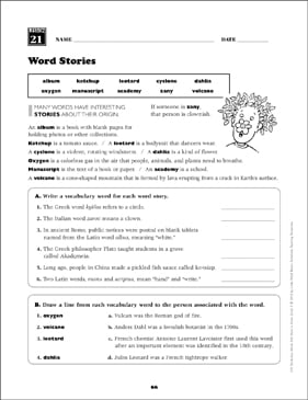 Word Stories: Grade 5 Vocabulary | Printable Skills Sheets - Worksheets ...