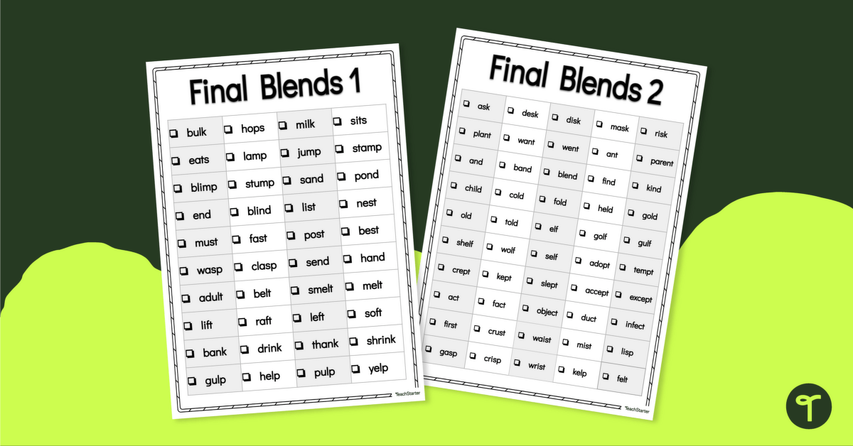 Ending Blends Worksheets and Activities BUNDLE for Final Consonant ...