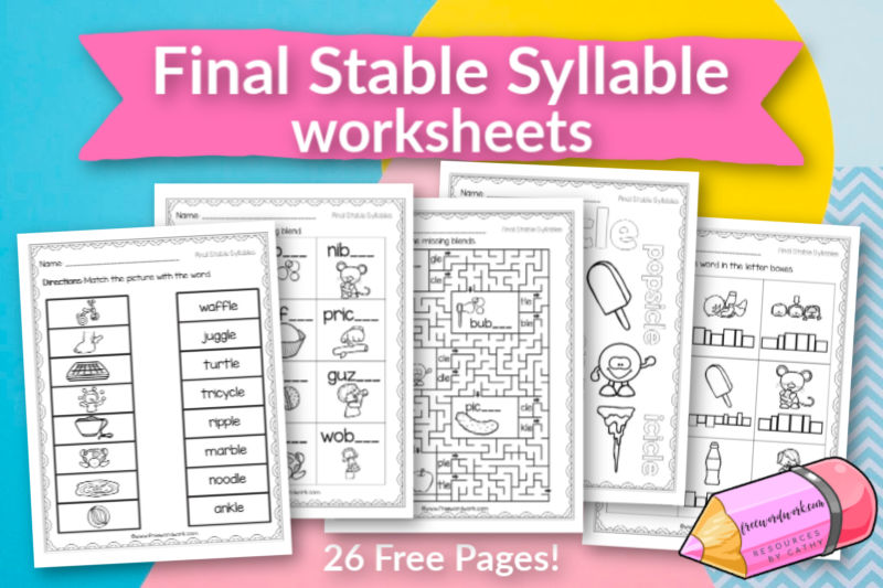 2nd Grade Phonics Worksheets - Consonant + le Syllables (Final ...